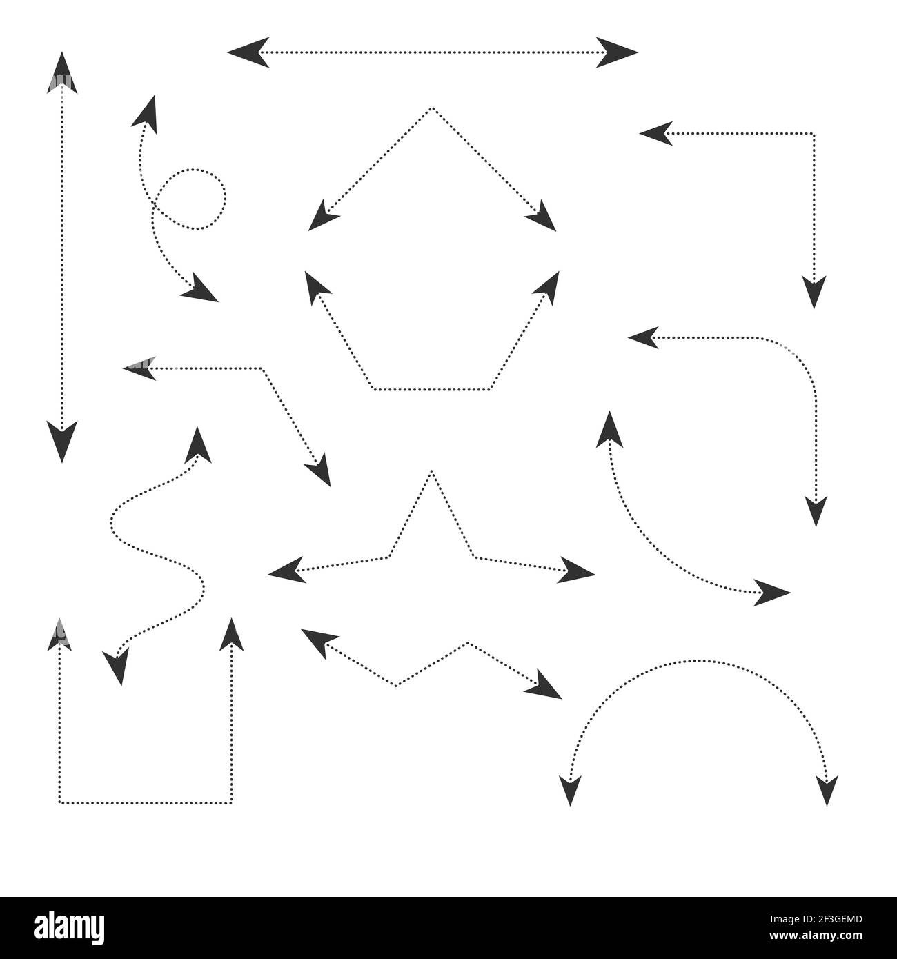 Double arrow set icons with dashed editable stroke and movable endpoint ... Double arrow set icons with dashed editable stroke and movable endpoint ...