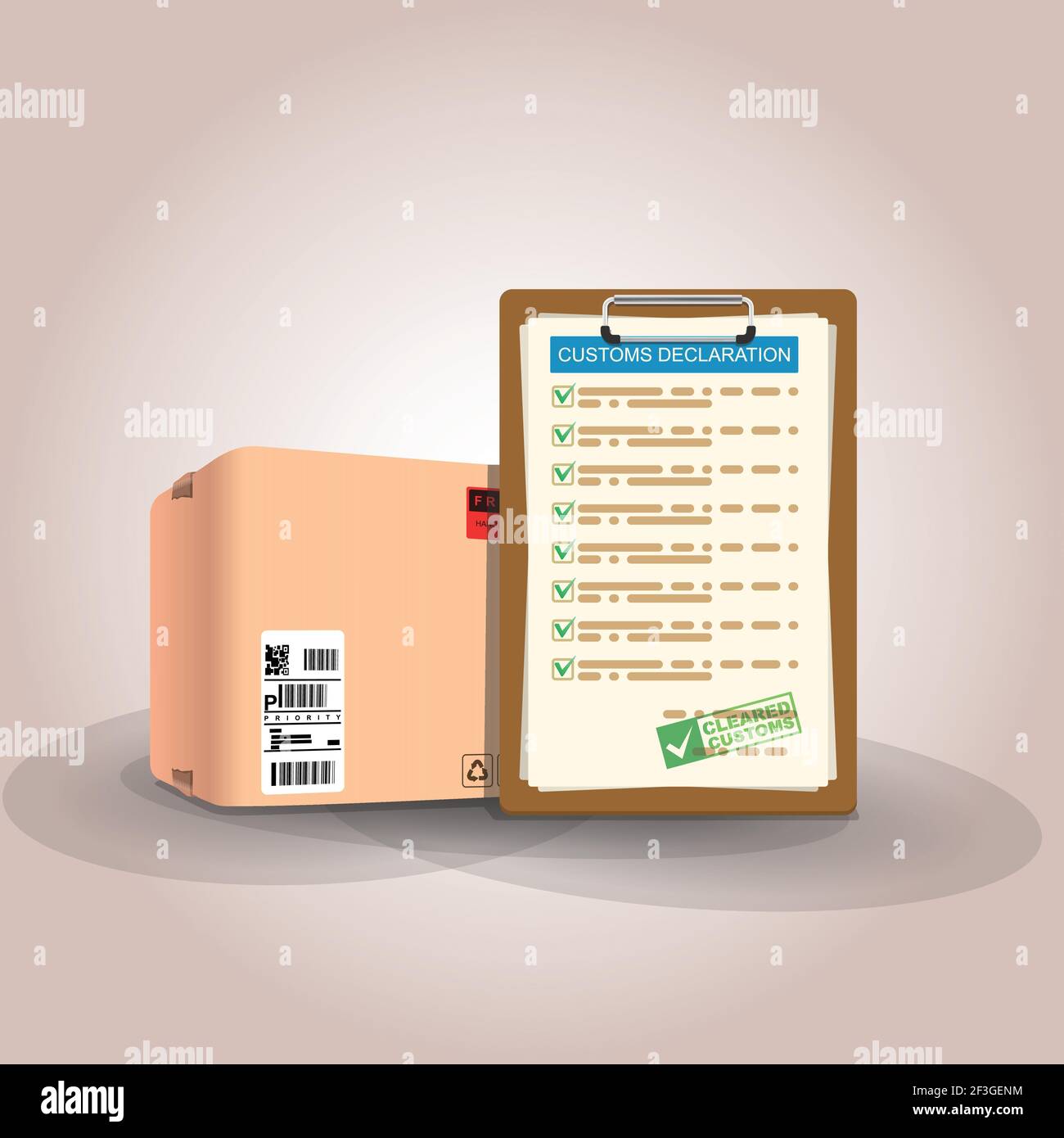customs declaration concept. isolated checked customs declaration ...