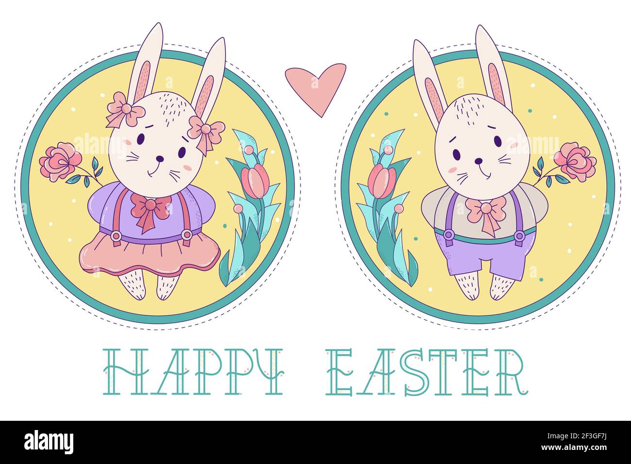 Cute easter couple rabbit heart hi-res stock photography and images - Alamy