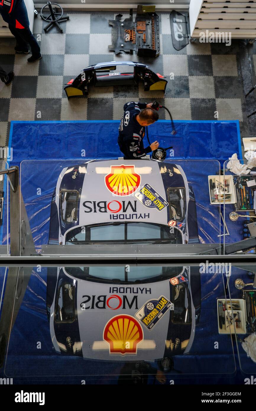 paddock HYUNDAI i20 WRC, HYUNDAI SHELL MOBIS WRT during the 2018 WRC ...