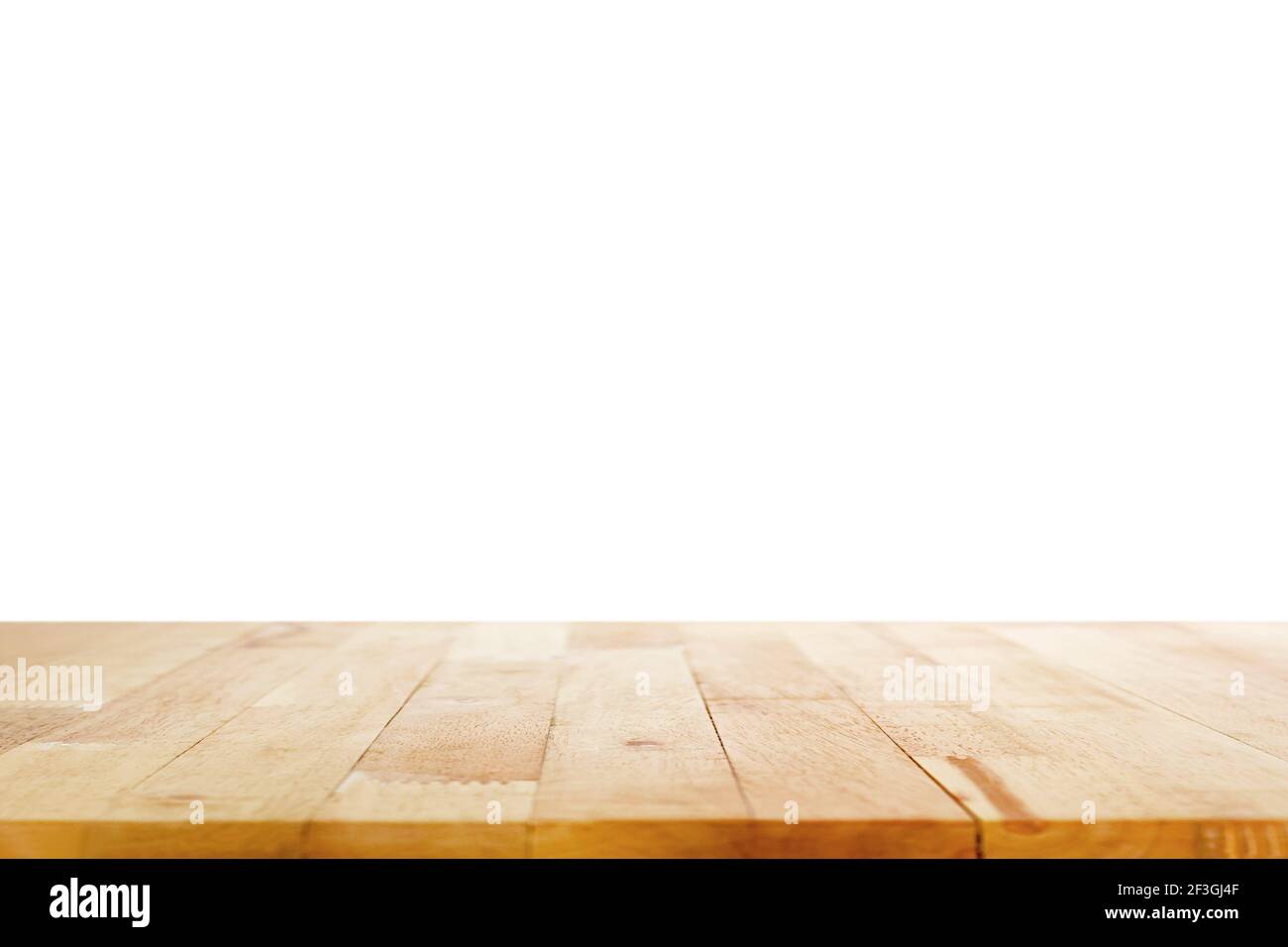 Wood table top on white background - can be used for display or montage ...
