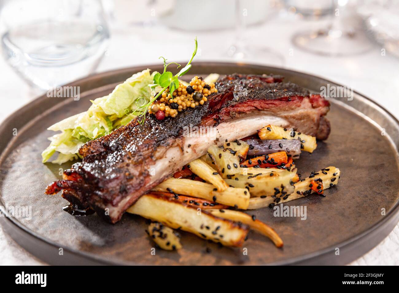 Pork meat rib grilled roast hi-res stock photography and images - Alamy