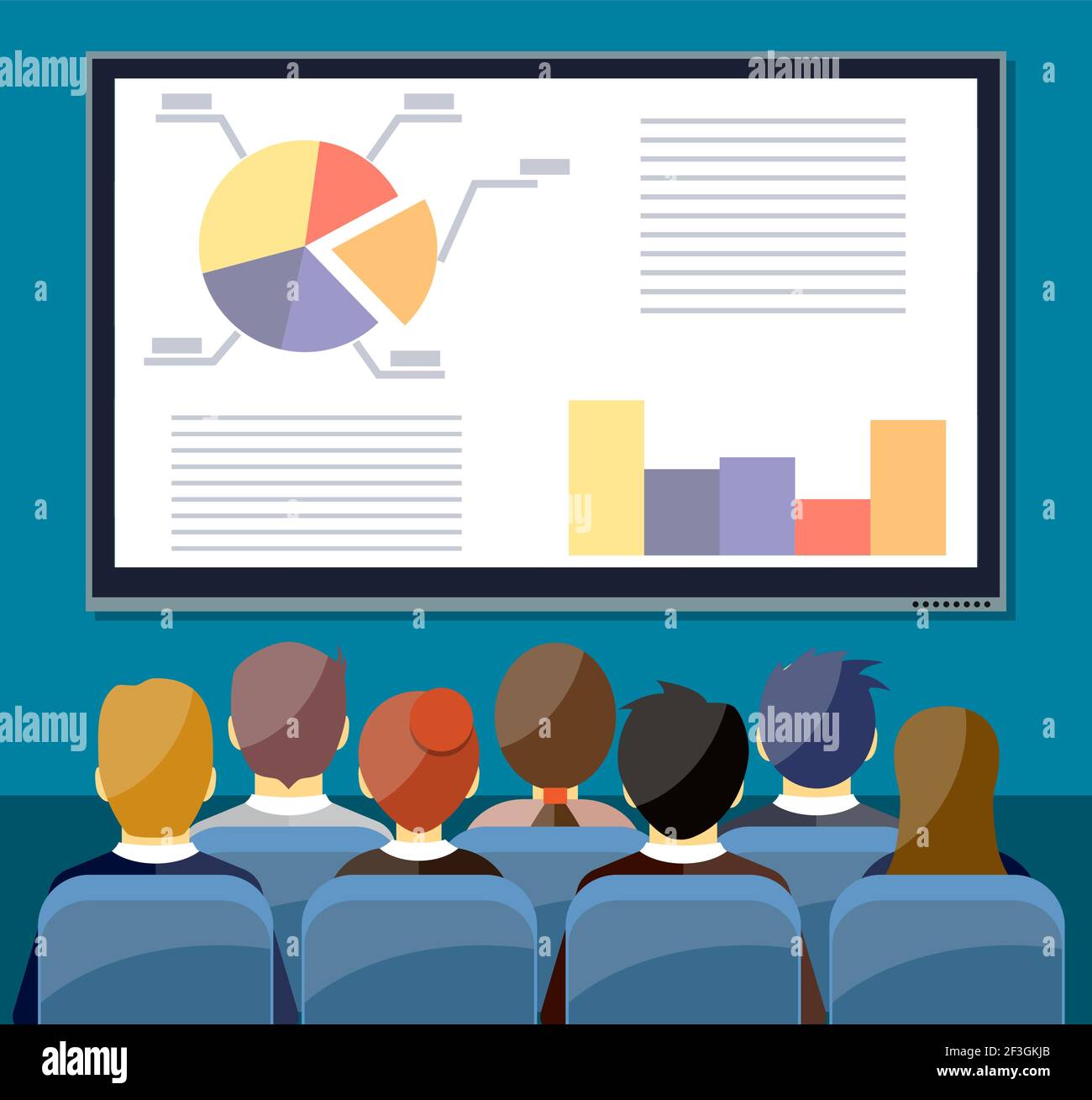 large tv screen with chart pie do presentation t Stock Vector Image ...