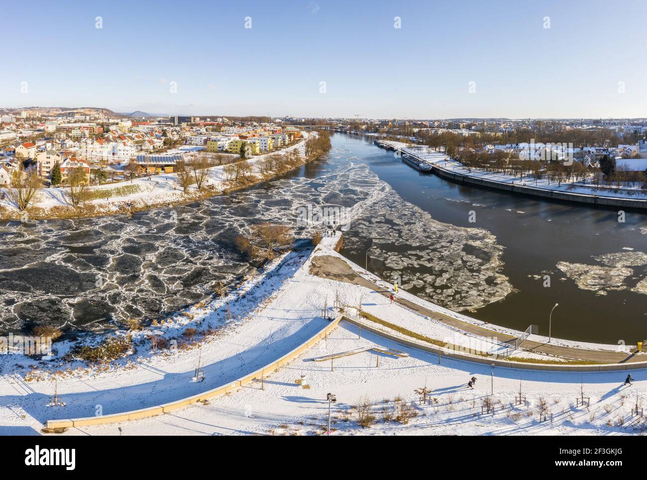 Panorama of Regensburg city in Bavaria with river Regen flowing into ...