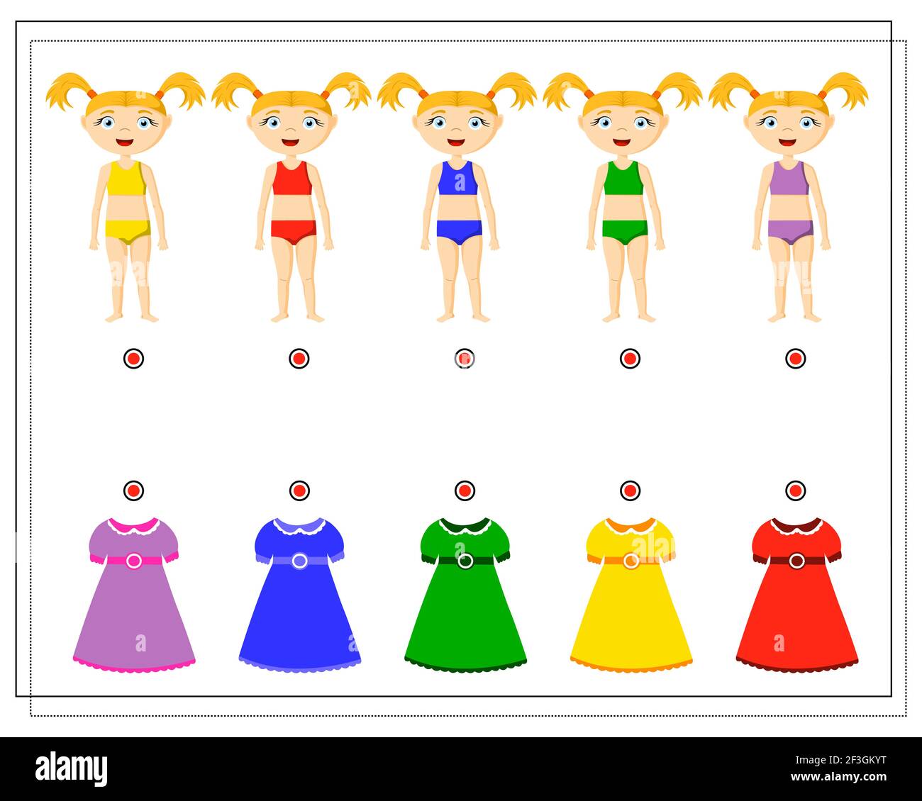 A puzzle game for kids. Color training, match the colors of the clothes ...