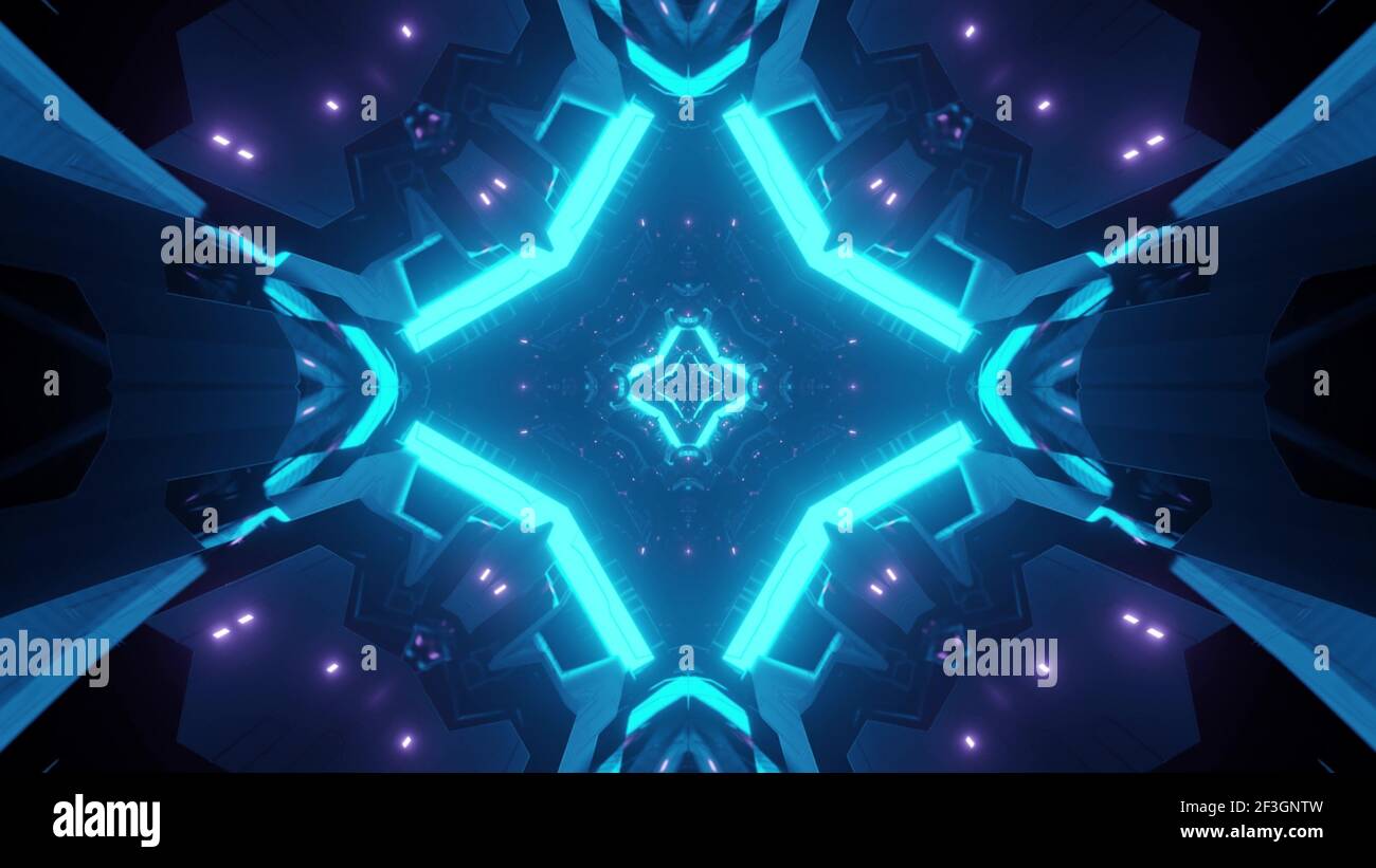 3d illustration of cross shaped glowing corridor Stock Photo - Alamy