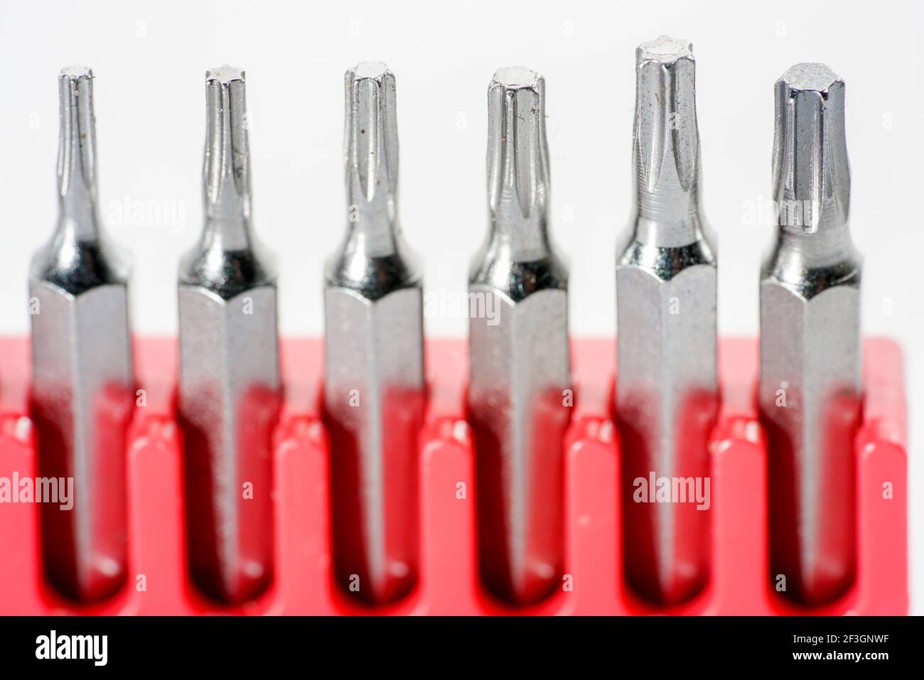 Screwdriver bits made from tool steel in the red box photographed ...