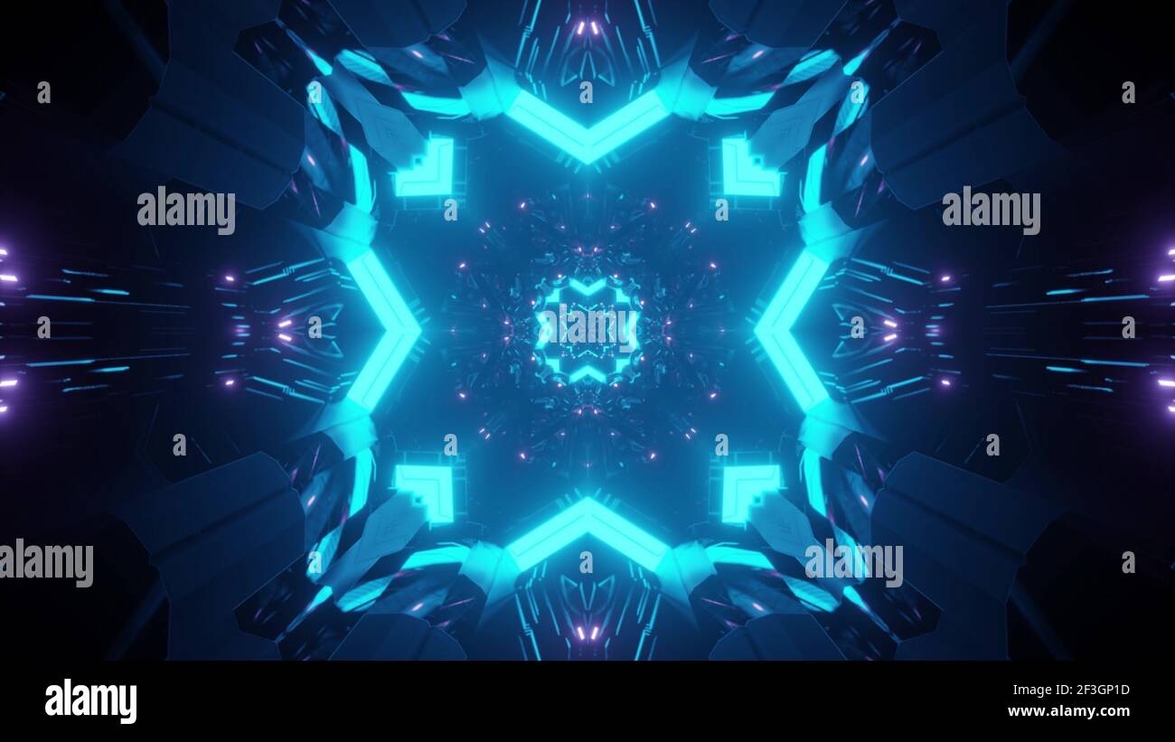 3d illustration of geometric glowing tunnel Stock Photo - Alamy