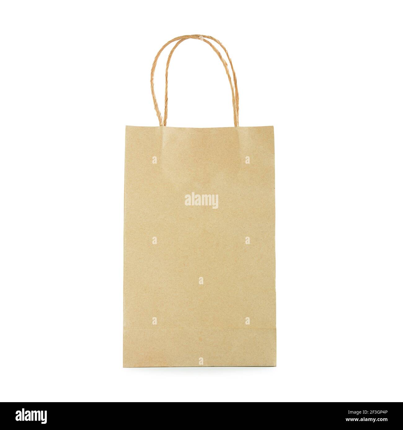Reusable brown paper bag with loop handles - isolated on white ...