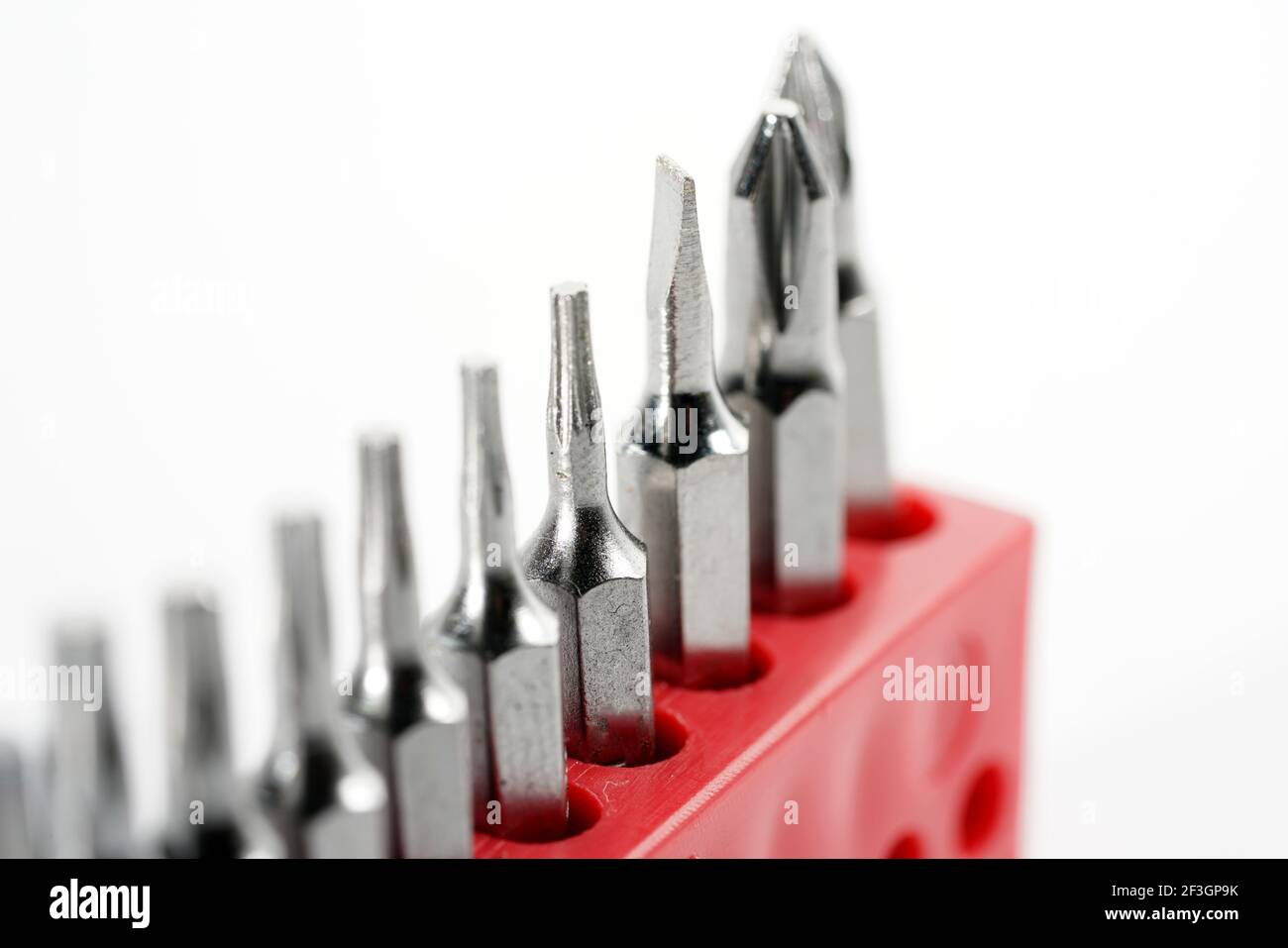 Screwdriver bits made from tool steel in the red box photographed ...