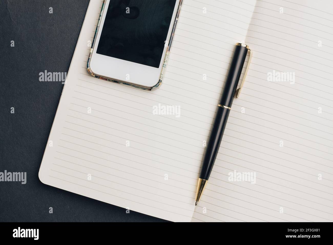desktop phone notepad recording internet technology studio Stock Photo ...