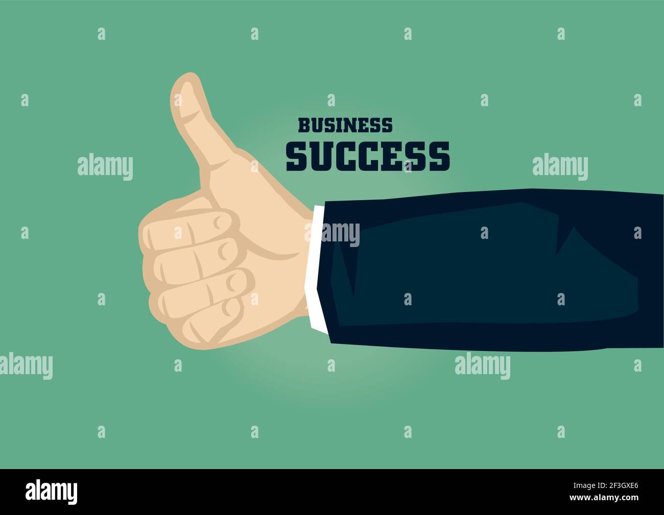 Vector illustration of thumbs up hand gesture isolated on green ...