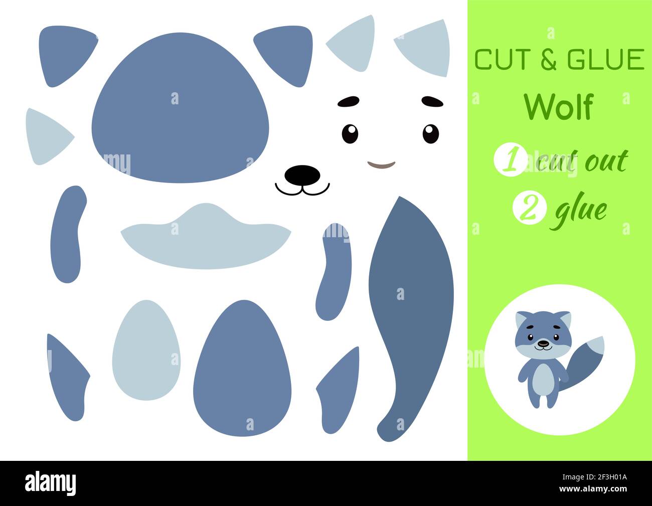 Cut and glue paper little wolf. Kids crafts activity page. Educational ...