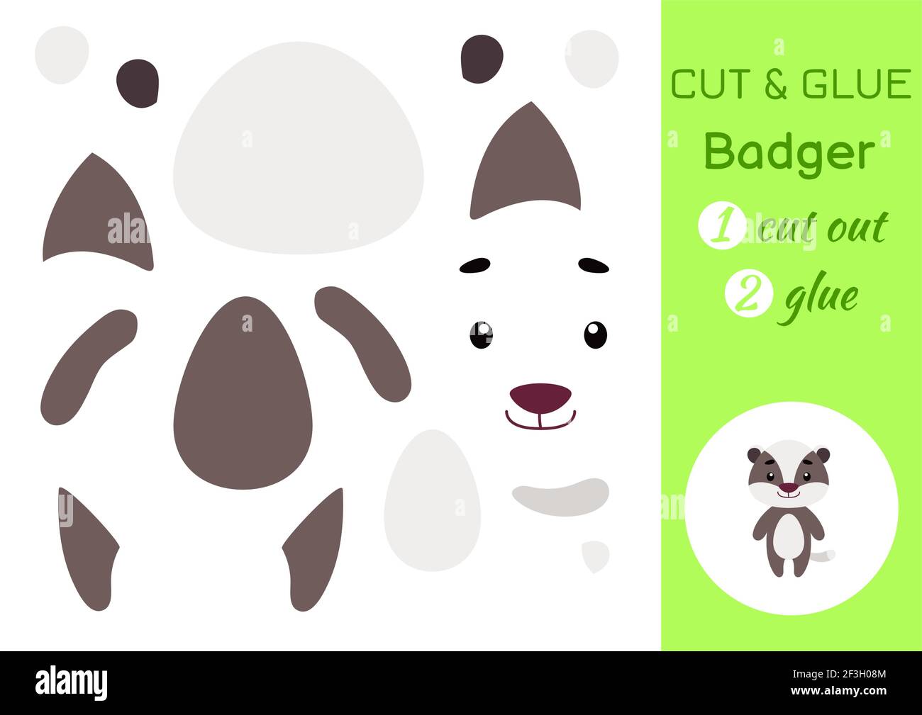 Cut and glue paper little badger. Kids crafts activity page ...