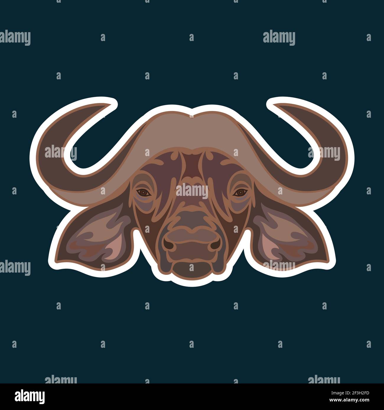 Hand-drawn abstract portrait of a buffalo. Sticker. Colorful vector ...