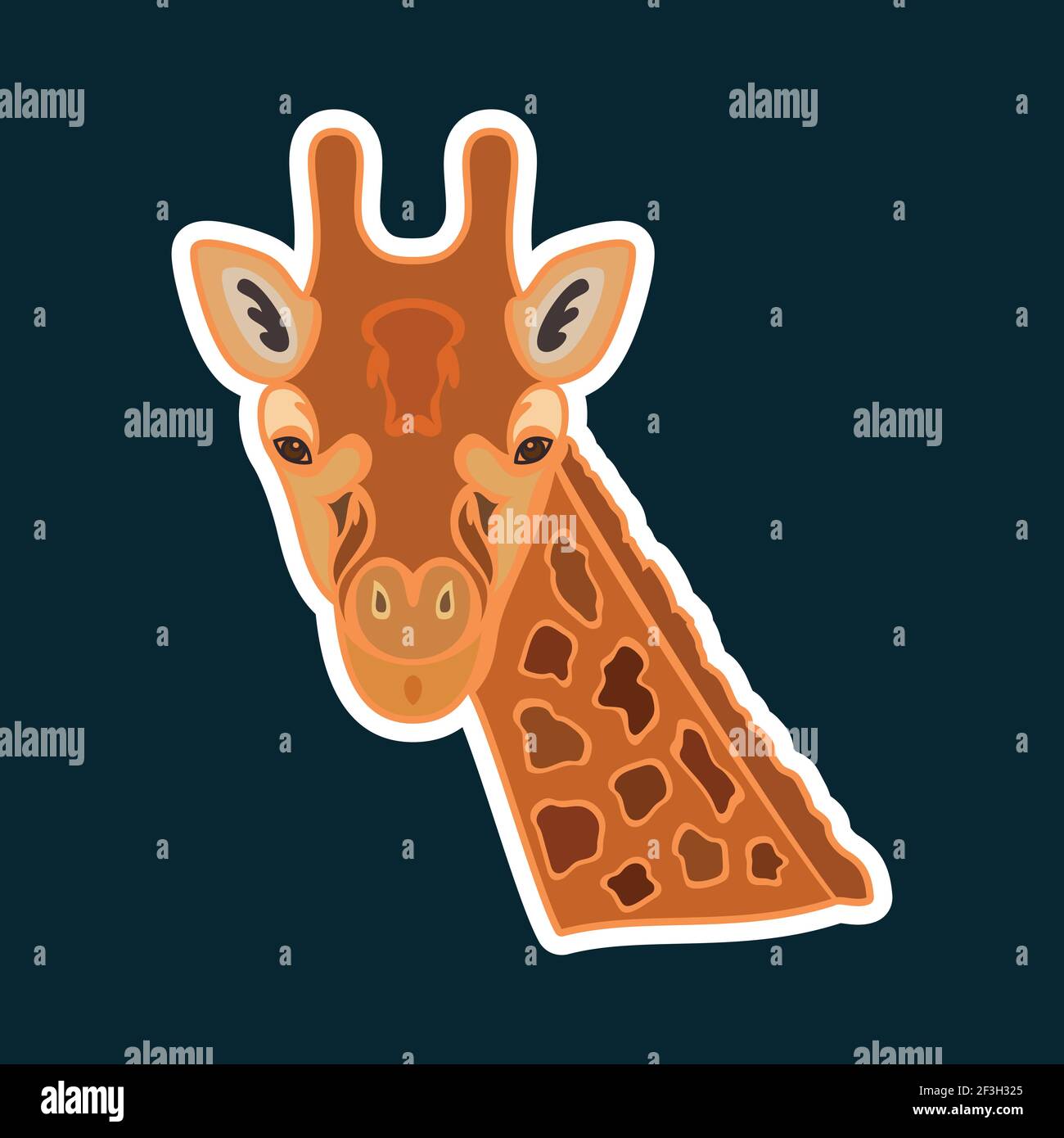 Hand-drawn abstract portrait of a giraffe. Sticker. Colorful vector ...