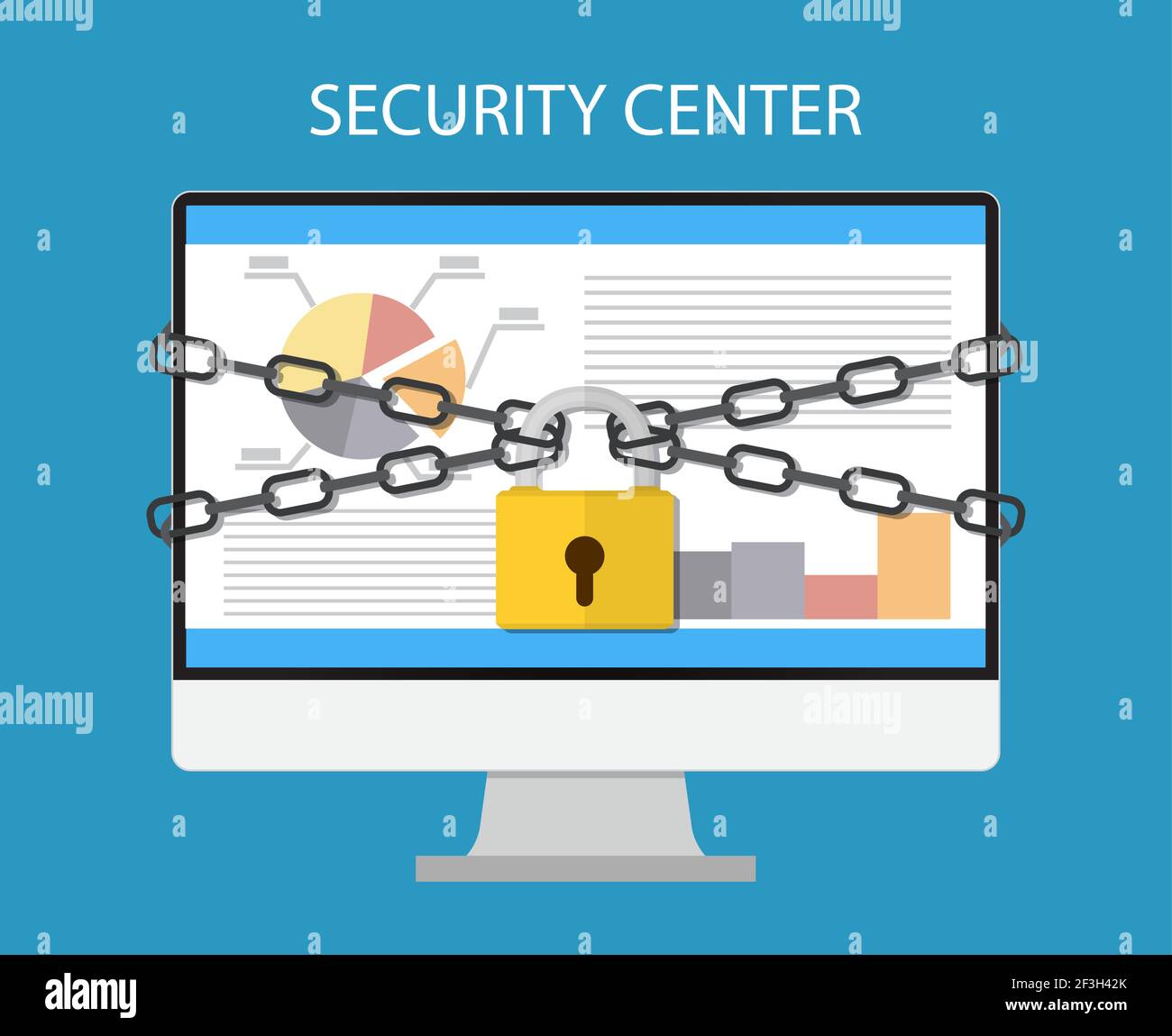 monitor with chains and locked a padlock Stock Vector Image & Art - Alamy