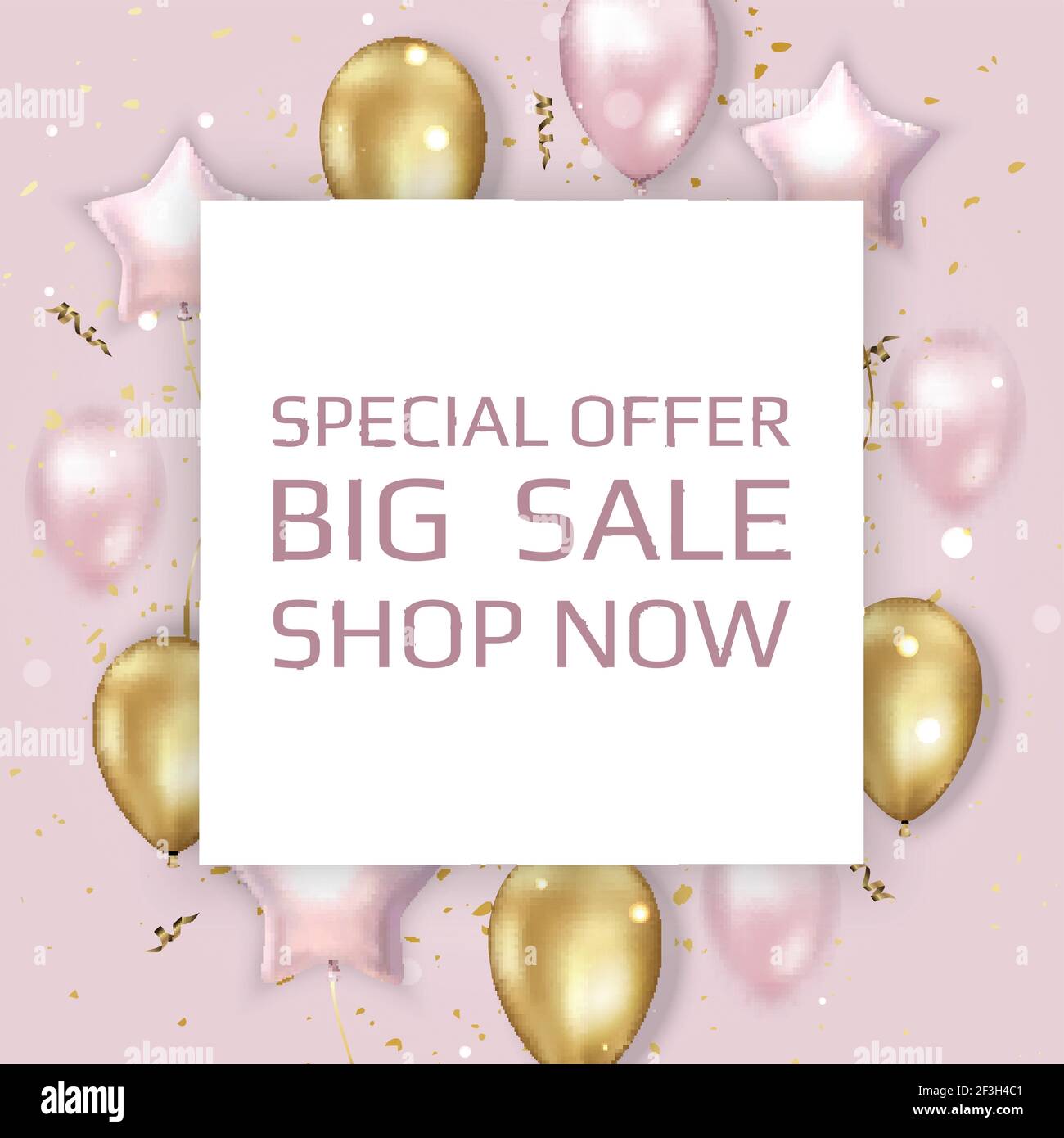 Background with realistic floating balloons. Sale banner, poster or ...