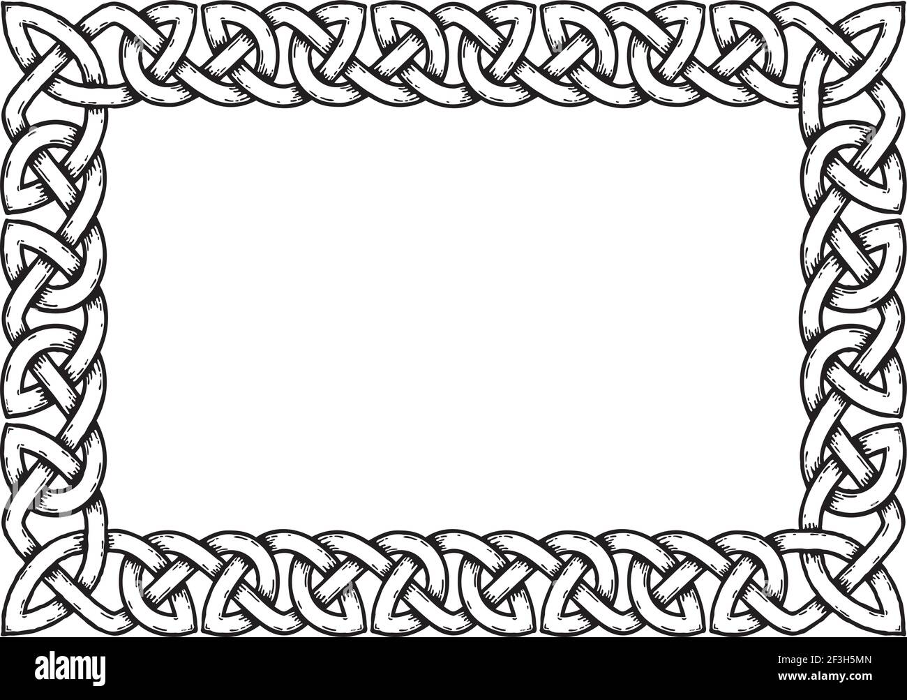 Linear border made with Celtic knots for use in designs for St. Patrick ...