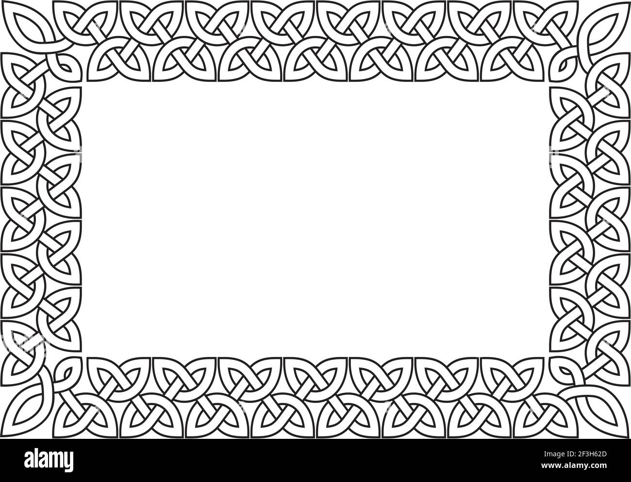 Linear border made with Celtic knots for use in designs for St. Patrick ...