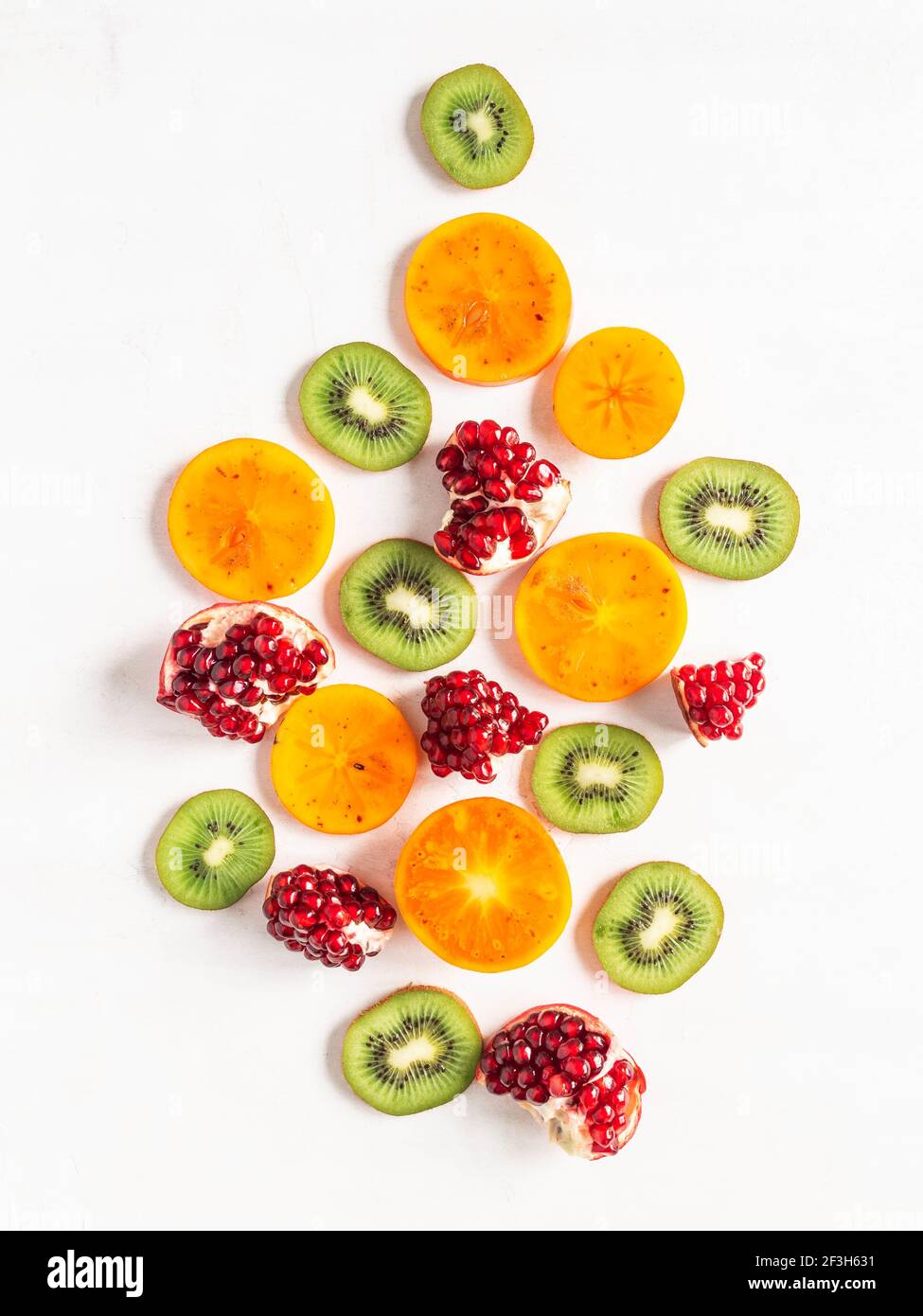 Multicolored seasonal healthy natural fruit composition with persimmon ...