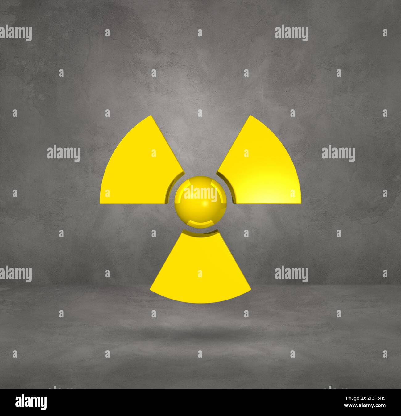 Radioactive symbol isolated on a concrete studio background. 3D ...