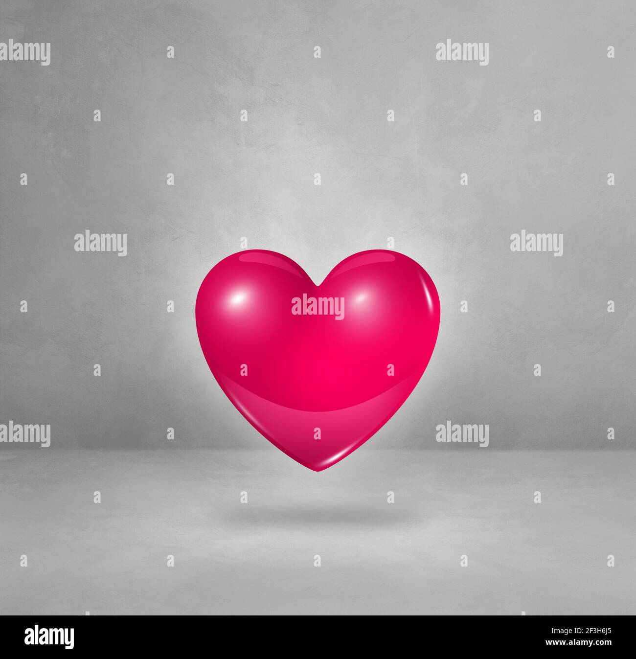 3D pink heart isolated on a concrete studio background. 3D illustration ...