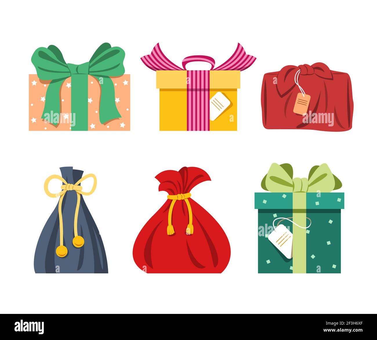 Six Style of Presents for the Festival Decorative Element Stock Vector ...