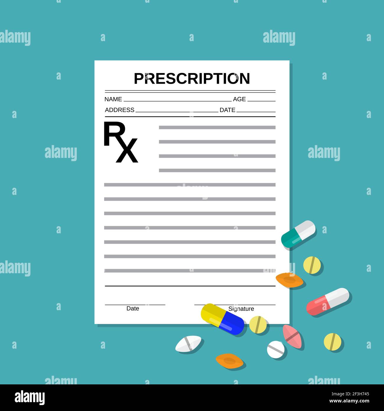 prescription rx form and pills Stock Vector Image & Art - Alamy