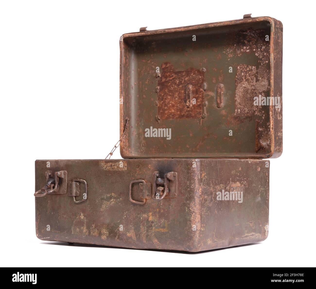 Old rusted green army case, isolated on white Stock Photo - Alamy
