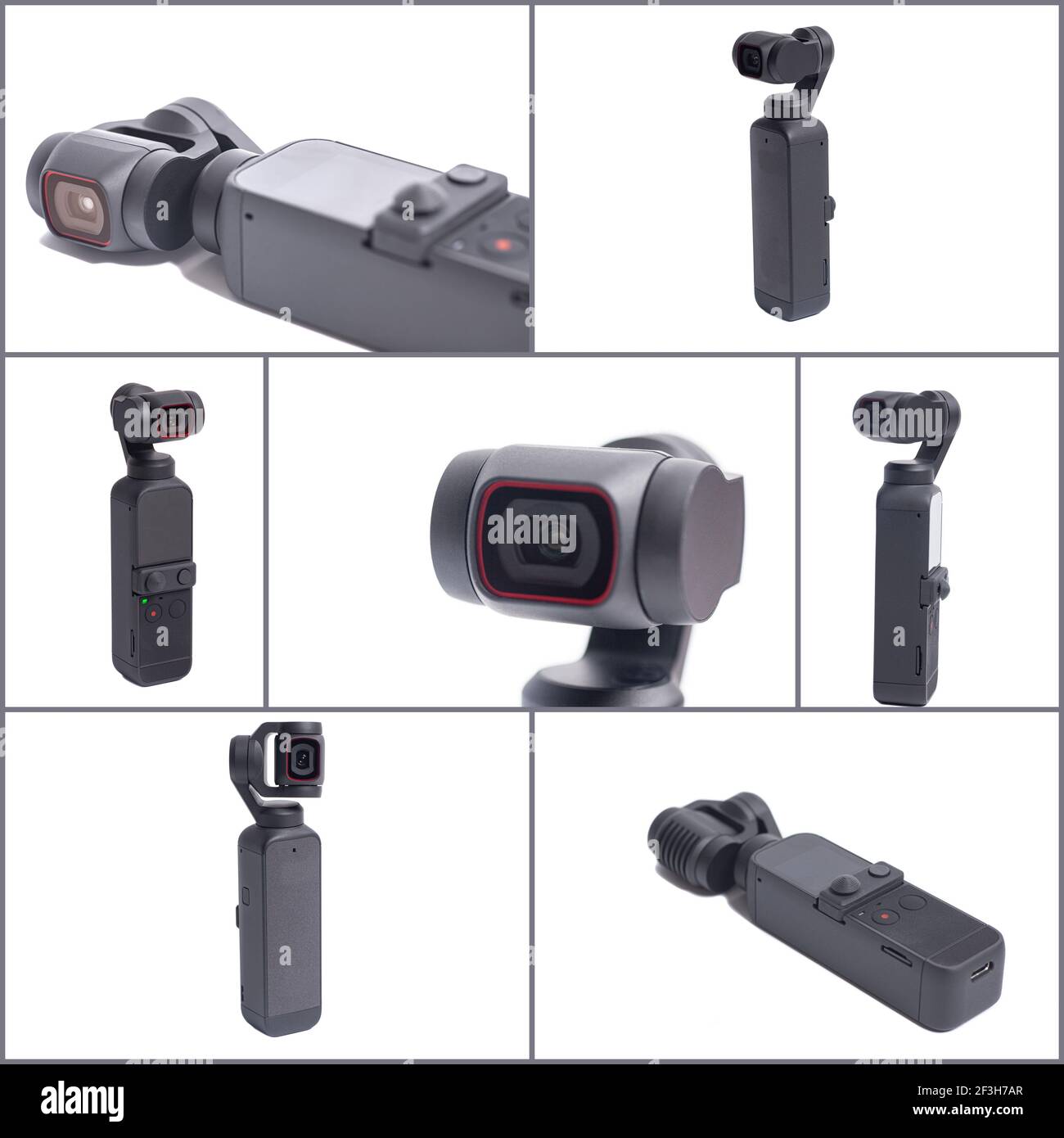 Action Camera isolated on white background. Collage Stock Photo - Alamy