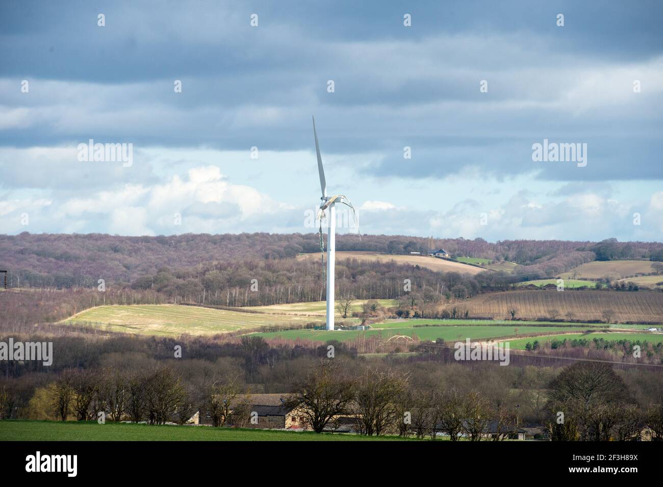 A broken wind turbine at EDF Energy's Park Springs site in Barnsley ...