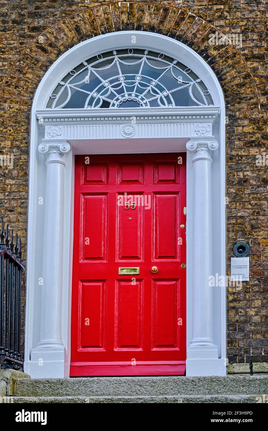 Republic of Ireland; Dublin, painted georgian door at merrion square ...