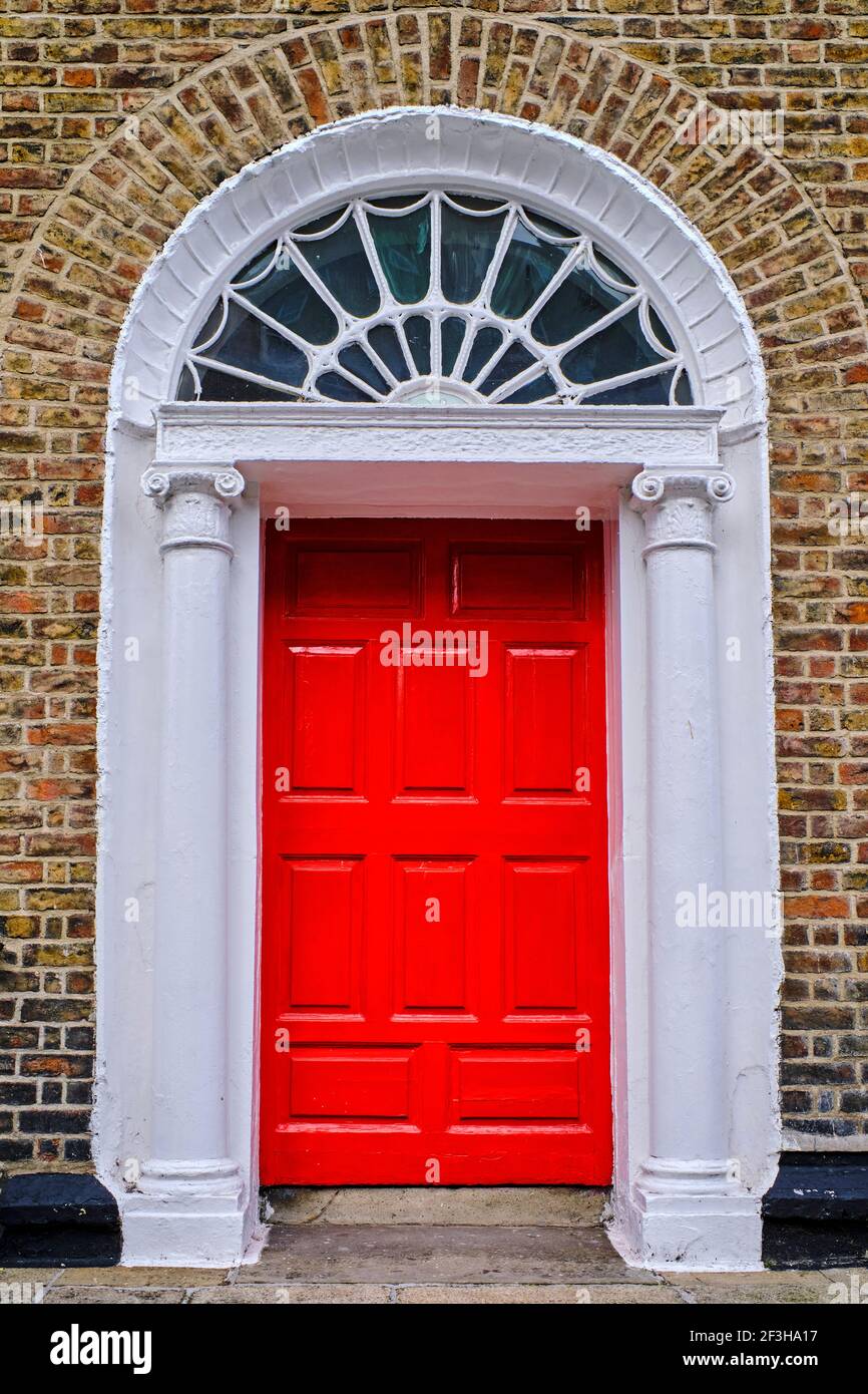 Republic of Ireland; Dublin, painted georgian door at merrion square ...