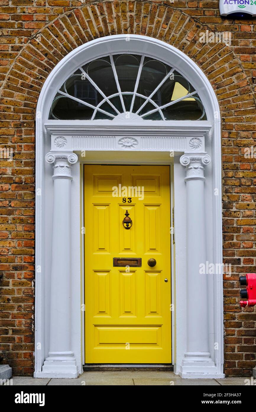 Republic of Ireland; Dublin, painted georgian door at merrion square ...