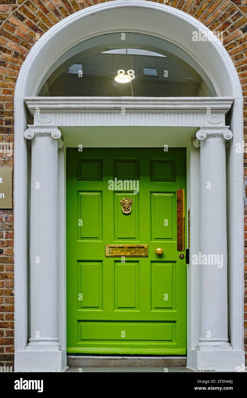 Republic of Ireland; Dublin, painted georgian door at merrion square ...