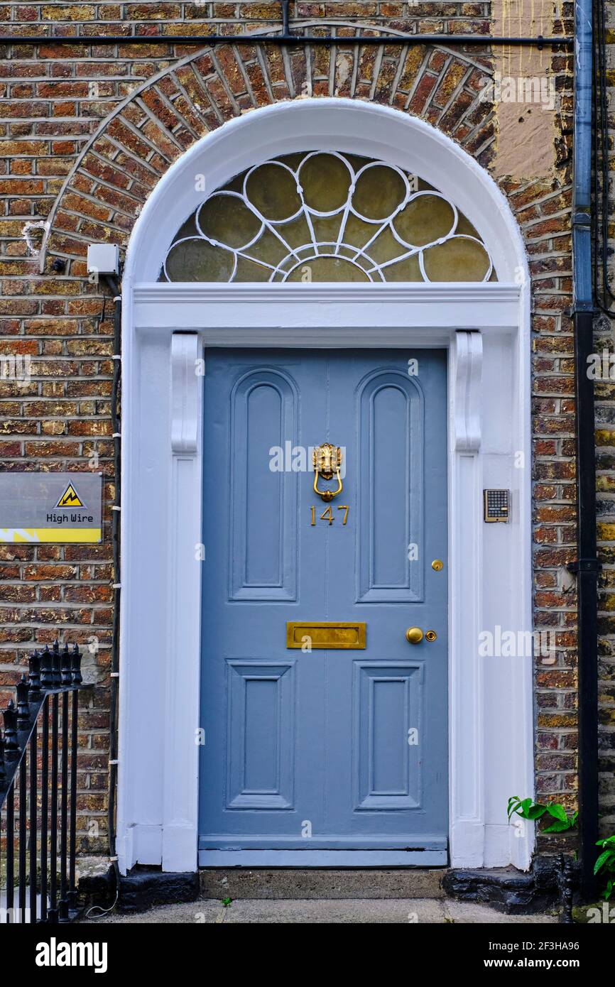 Republic of Ireland; Dublin, painted georgian door at merrion square ...