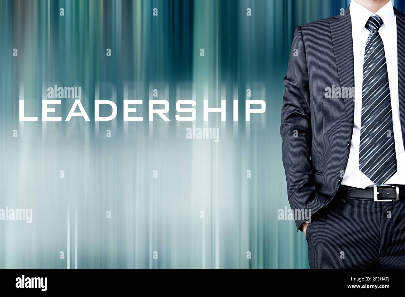 LEADERSHIP sign on motion blur abstract background with standing ...