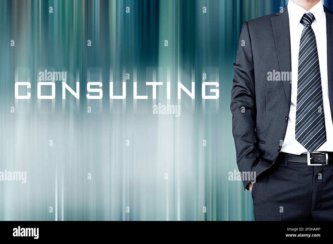 CONSULTING sign on motion blur abstract background with standing ...