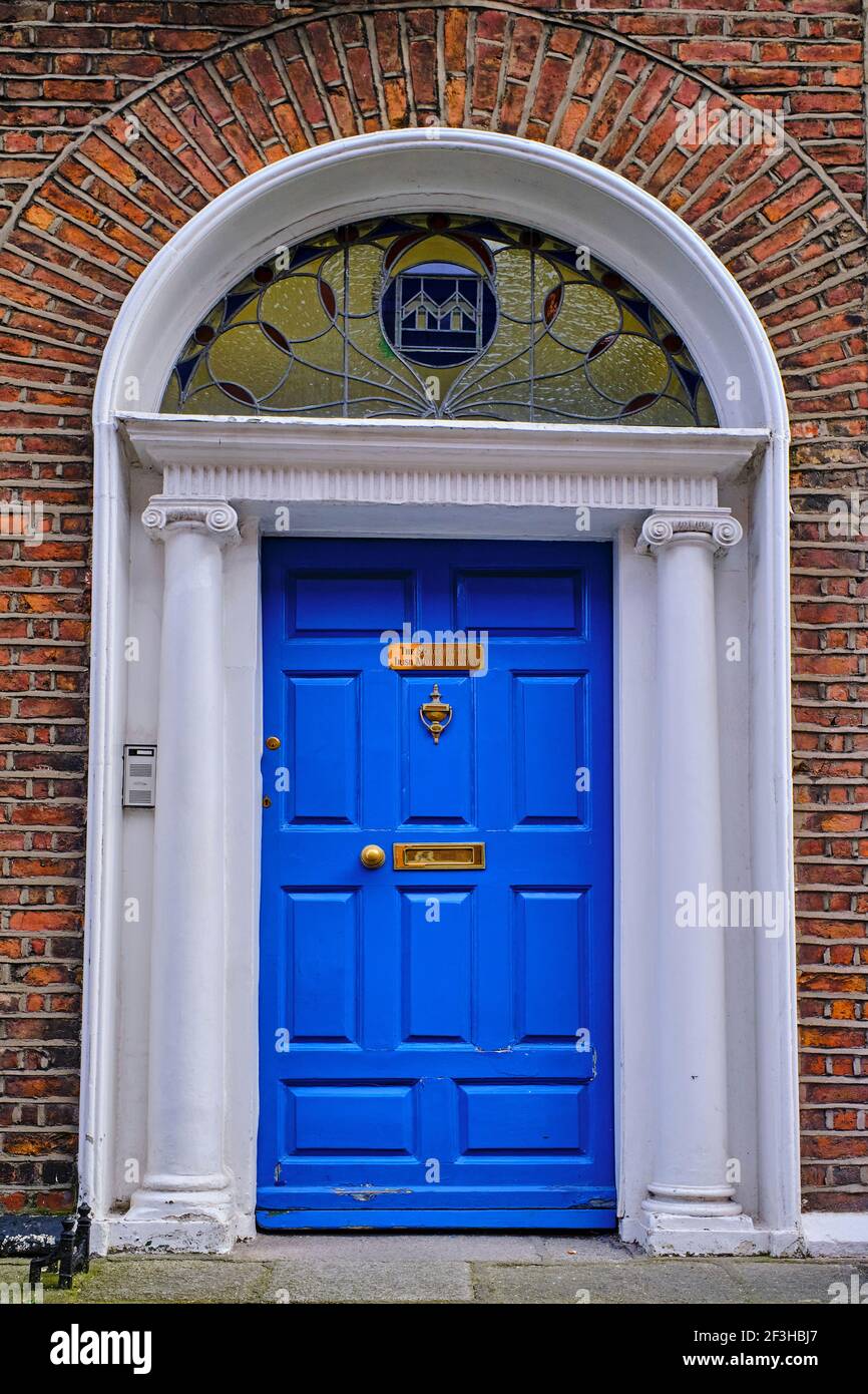 Republic of Ireland; Dublin, painted georgian door at merrion square ...