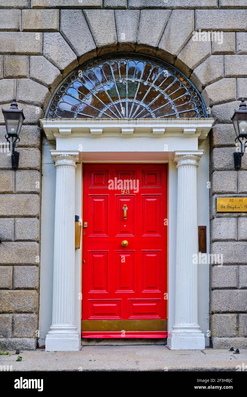 Republic of Ireland; Dublin, painted georgian door at merrion square ...