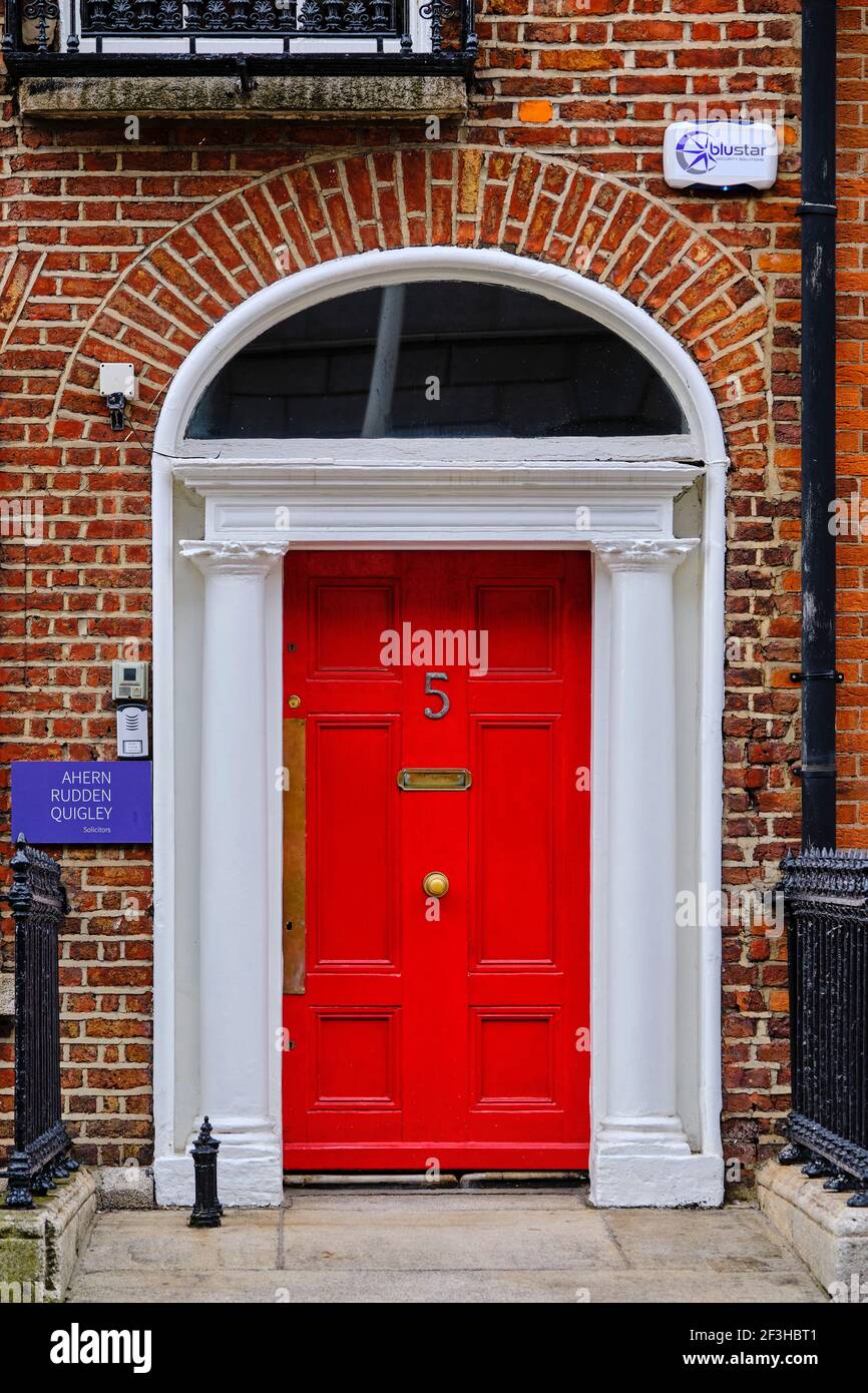 Republic of Ireland; Dublin, painted georgian door at merrion square ...