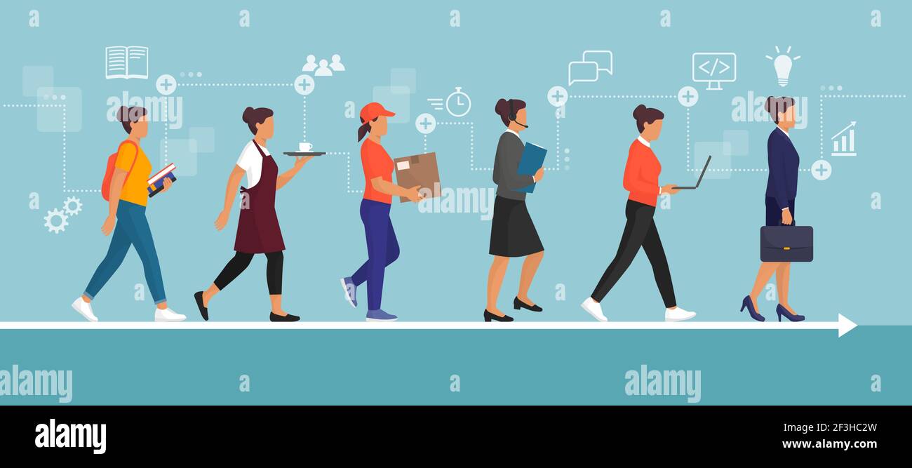 Woman changing her job and upskilling: career development and skill ...