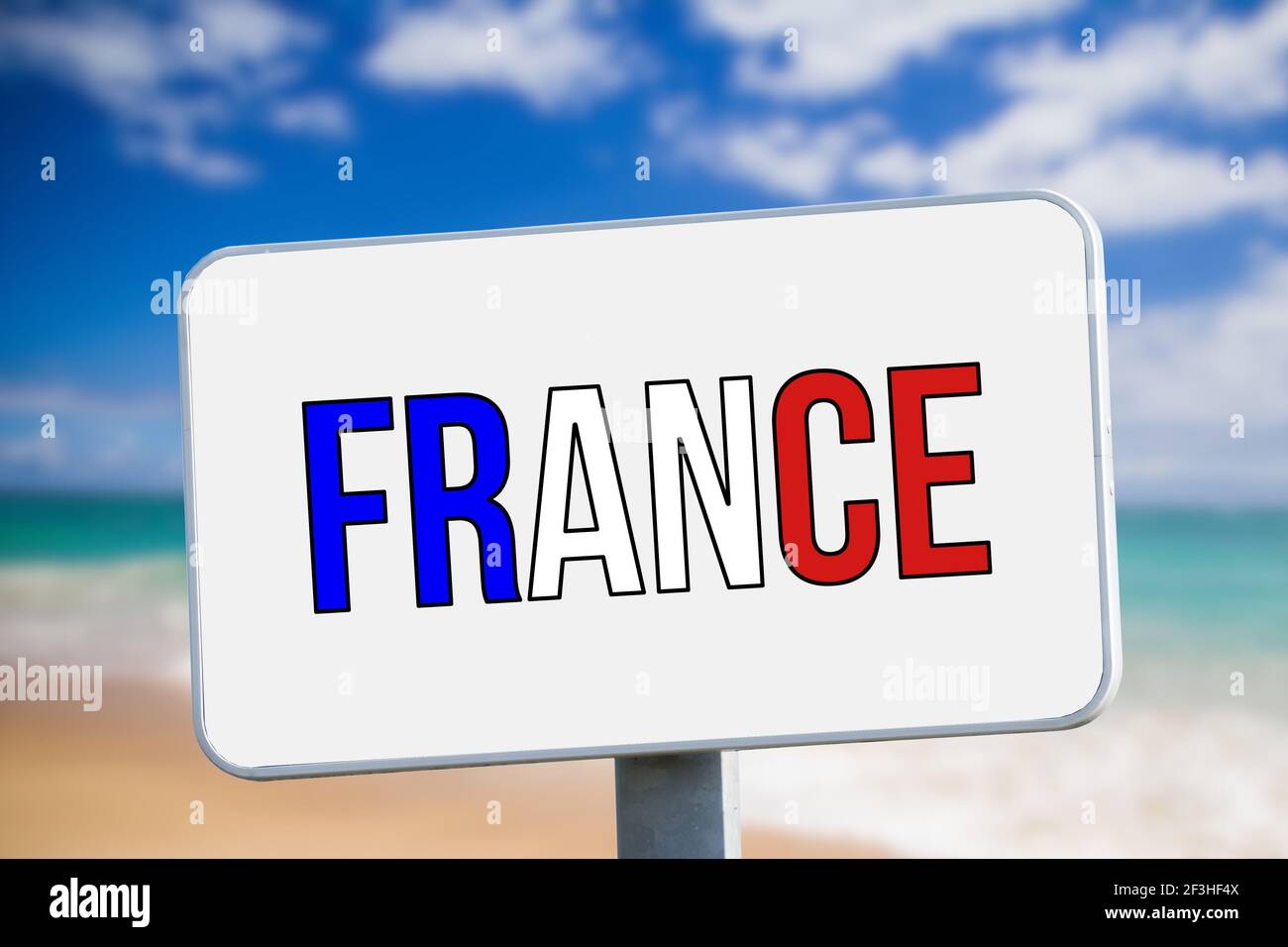 Beach, sea and France sign Stock Photo - Alamy