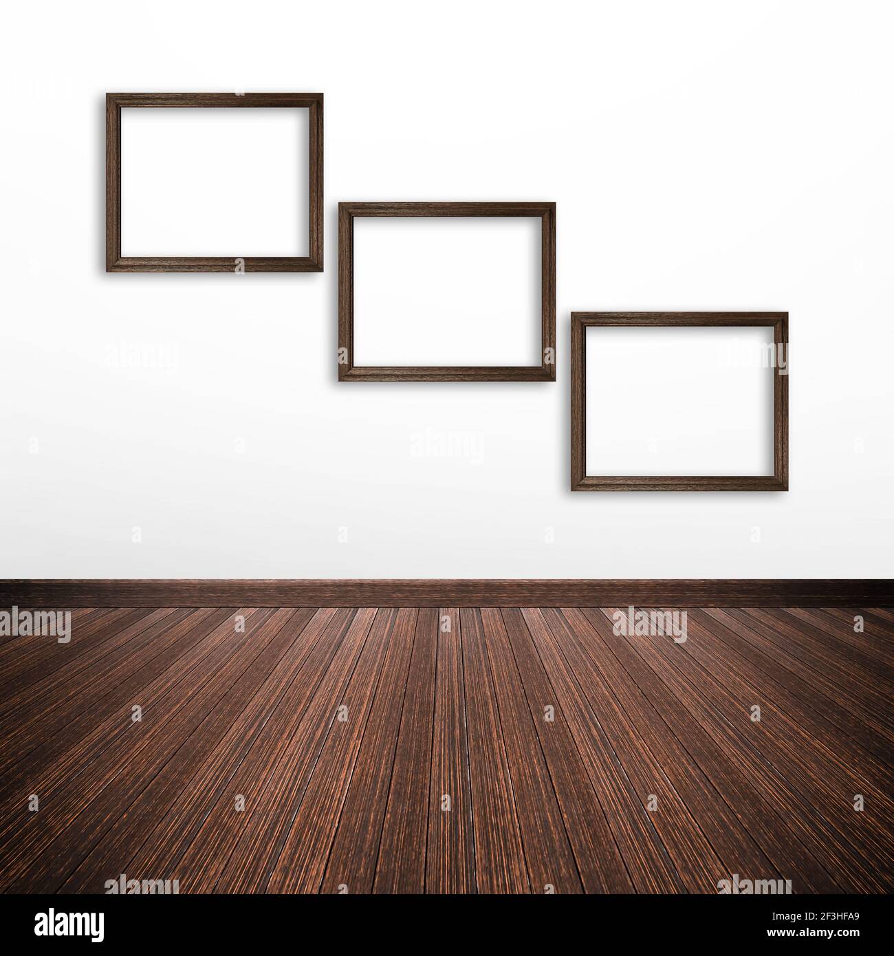 3 wooden frames white wall hi-res stock photography and images - Alamy