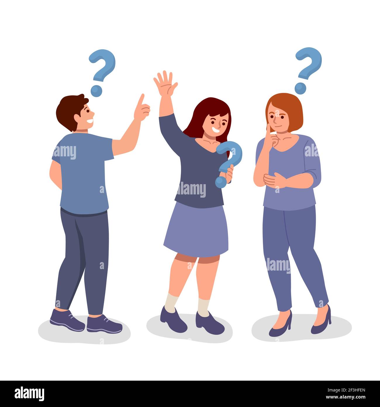 Cartoon People Asking Questions