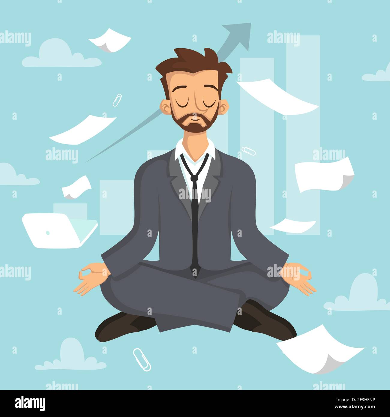 Cartoon business people meditating Vector illustration Stock Vector ...