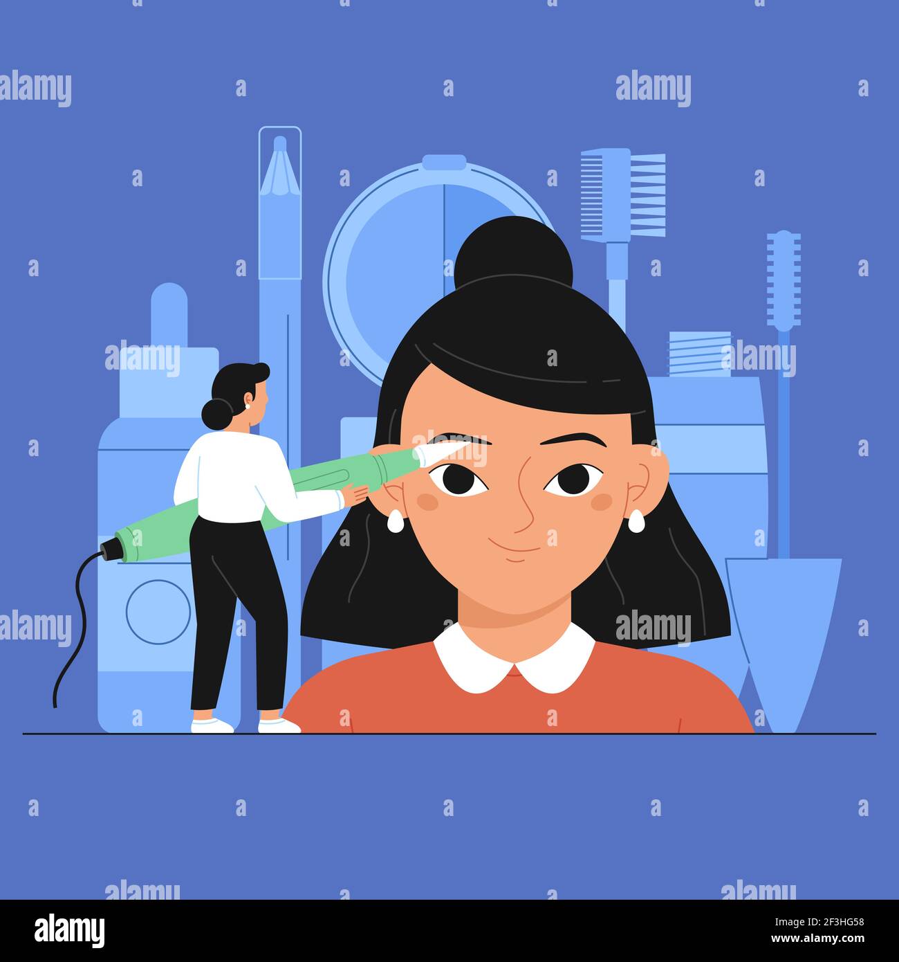 Flat-hand drawn microblading illustration Vector illustration Stock ...