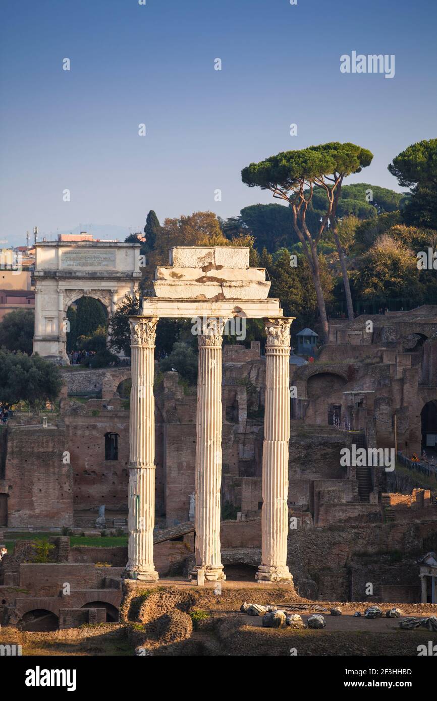 Italy, Lazio, Rome, The Roman Forum, Temple di Castore e Polluce - The Temple of Castor and ...