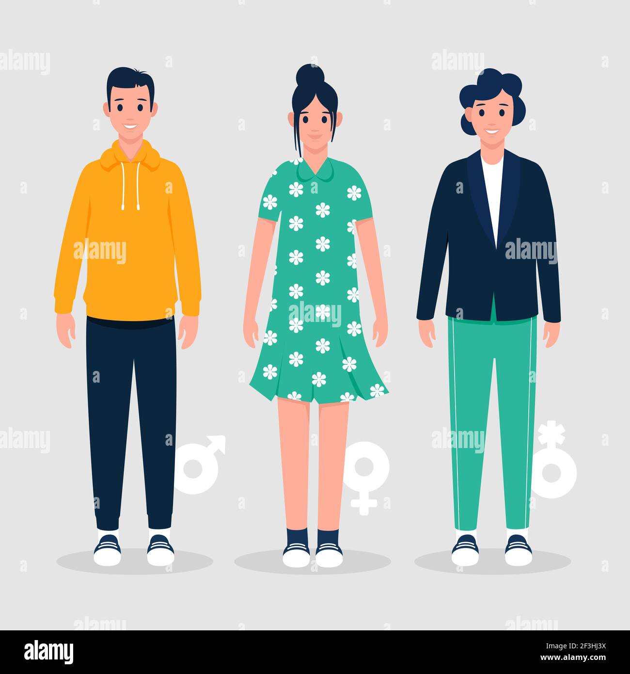 Organic flat non binary people illustrated Vector illustration Stock ...